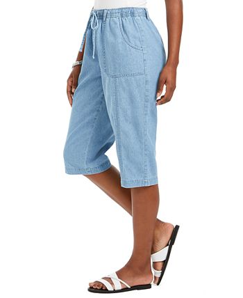 Karen Scott Petite Janae Cotton Drawstring Capri Pants, Created for ...