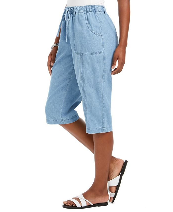 Karen Scott Petite Janae Cotton Drawstring Capri Pants, Created for ...