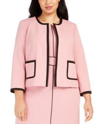 Nine West Plus Size Crepe Jewel-Neck Jacket - Macy's