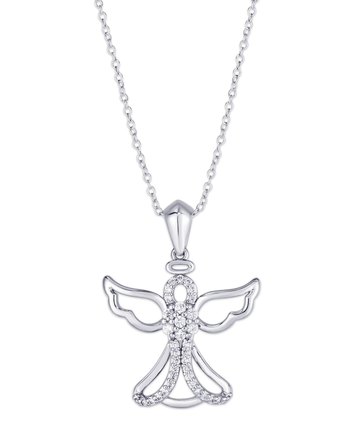 Click here for Cubic Zirconia Angel Pendant Necklace in Silver Pl... prices