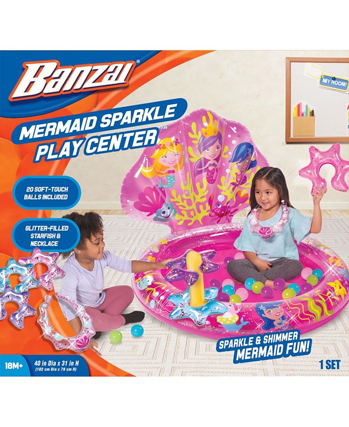 Redbox Banzai Mermaid Sparkle Play Center Inflatable Ball Pit -Includes ...