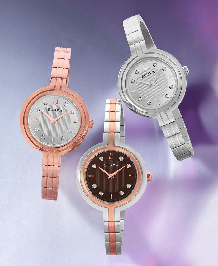 Bulova Women's Rhapsody Diamond-Accent Rose Gold-Tone Stainless Steel ...