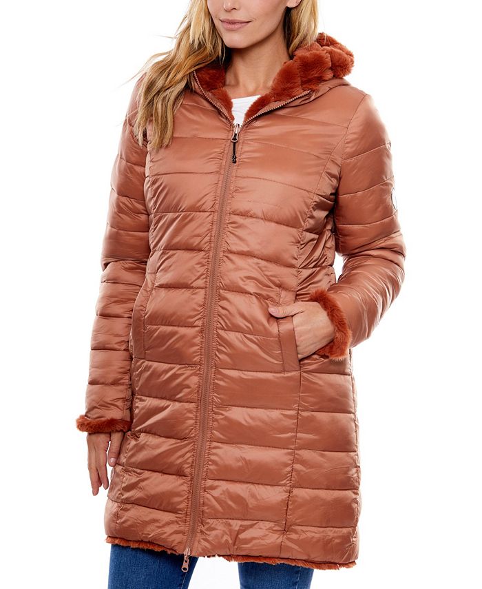 Be Boundless Sphere Reversible Faux Fur/Nylon Coat - Macy's