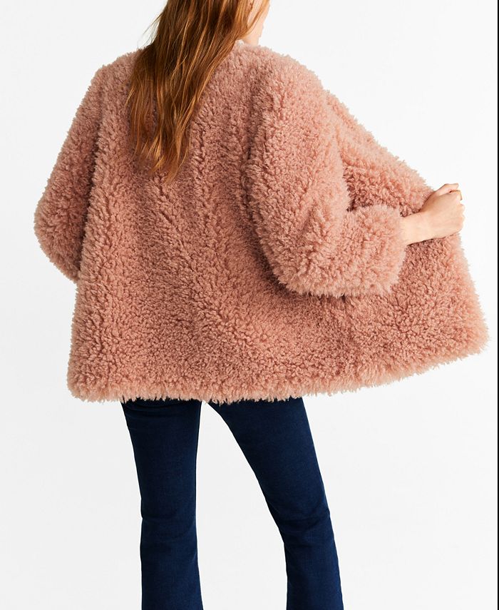 MANGO Faux Fur Coat - Macy's