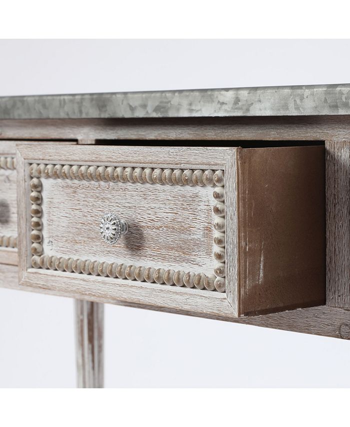 Luxen Home Wood And Metal Farmhouse Distressed Console Table - Macy's