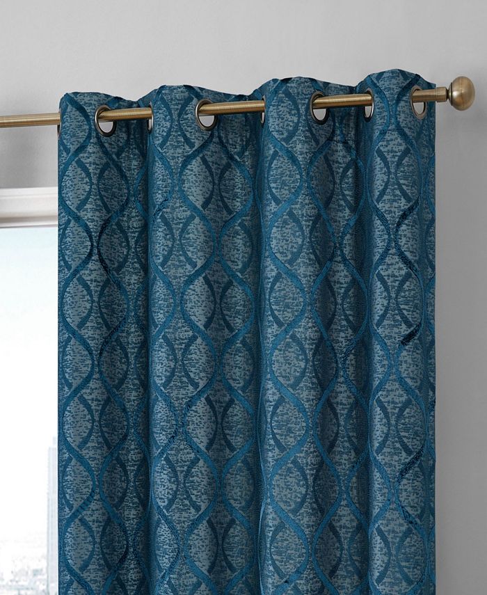 HLC.me Obscura Mackay Lattice Flocked 100% Blackout Grommet Curtain Panels - Set of 2 - Macy's