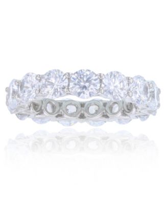 White Cubic Zirconia Eternity Band in Rhodium Plated Sterling Silver White