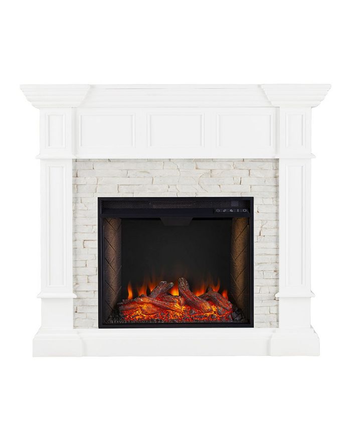 Southern Enterprises Lehigh Faux Stone Alexa-Enabled Corner Convertible ...