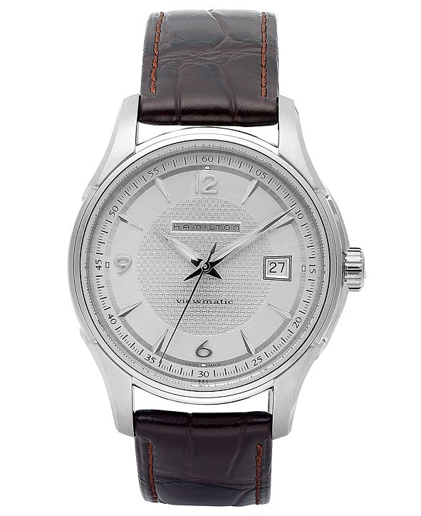 Hamilton Men's Swiss Automatic Jazzmaster Viewmatic Brown Leather Strap ...