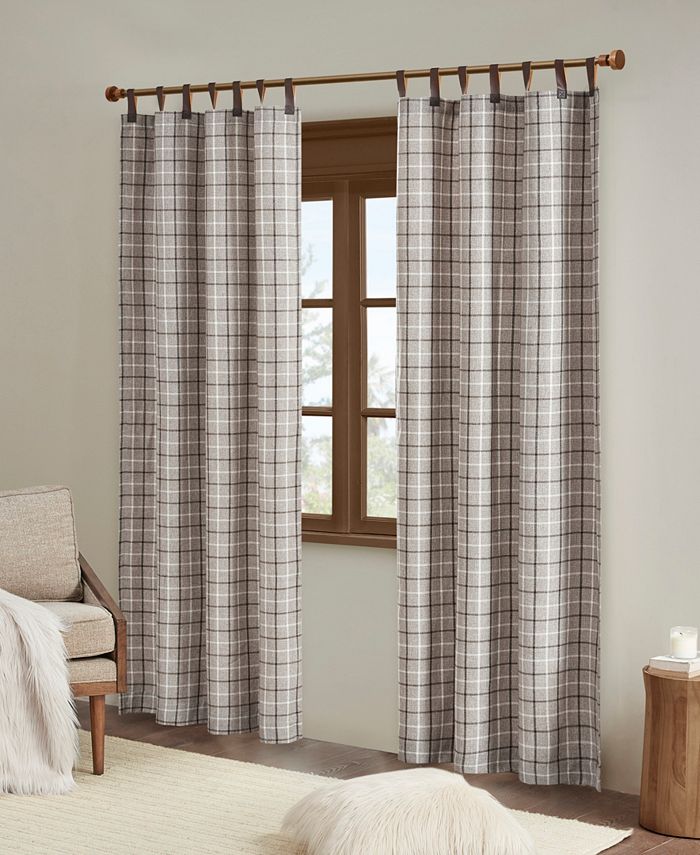 Madison Park Anaheim Plaid Tab Top Fleece Lined Window Panel, 50" x 84 ...