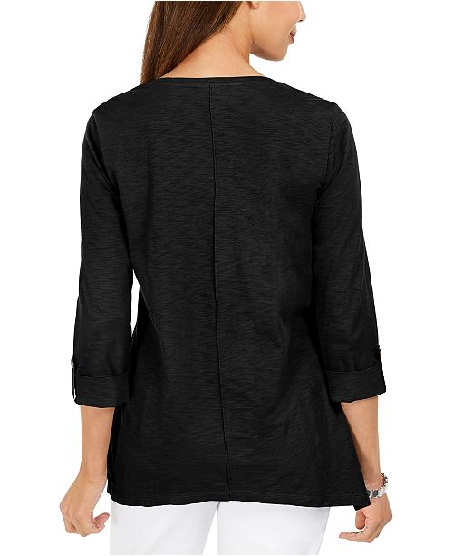 JM Collection Button-Front Textured Top, Created for Macy's & Reviews ...