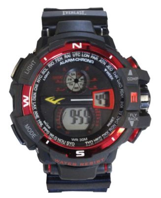 Everlast Mens Black Rubber Strap Digital Multiple Display Sports Watch ...