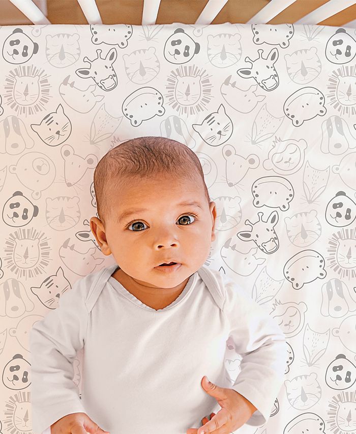 The Peanutshell PS by Grey Zoo Animals/Stripes Fitted Crib Sheet 2-Pack ...