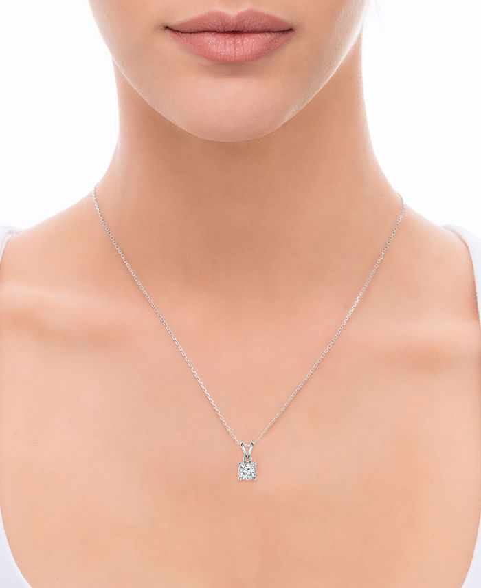 TruMiracle Diamond 18" Pendant Necklace (1/2 ct. t.w.) in 14k White ...