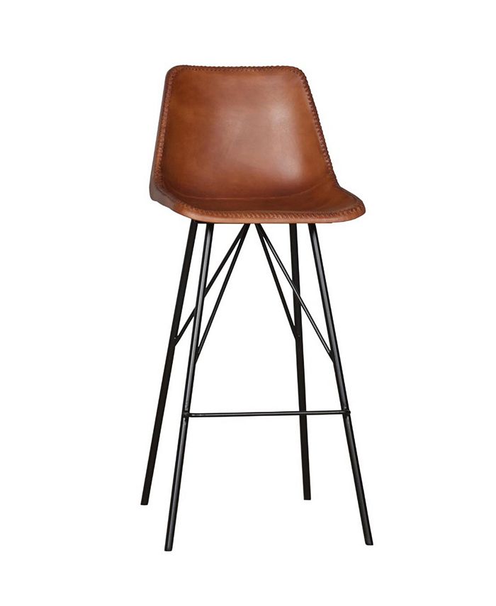 Union Home Bar Stool with Leather Upholstery - Macy's