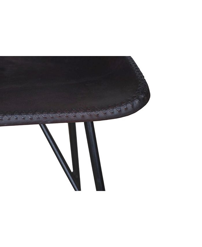 Union Home Bar Stool with Leather Upholstery - Macy's