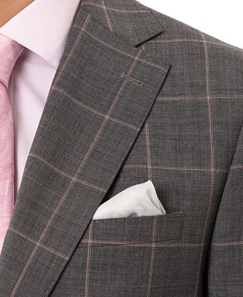 Tallia Men's Slim-Fit Stretch Gray Windowpane Suit Separate Jacket - Macy's