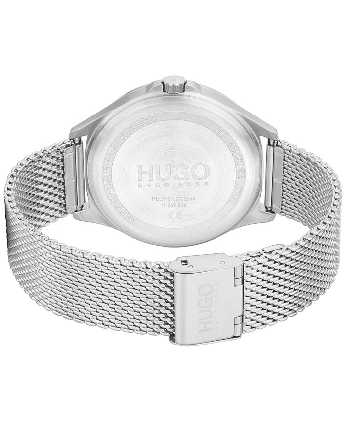 Hugo Boss Men's #SMASH Stainless Steel Mesh Bracelet Watch 43mm - Macy's