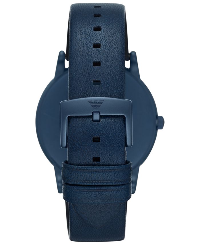 Emporio Armani Men's Blue Leather Strap Watch 43mm - Macy's