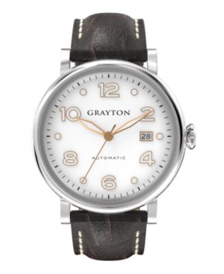 Grayton Men's Classic Collection Brown Crocodile-Embossed Leather Strap ...