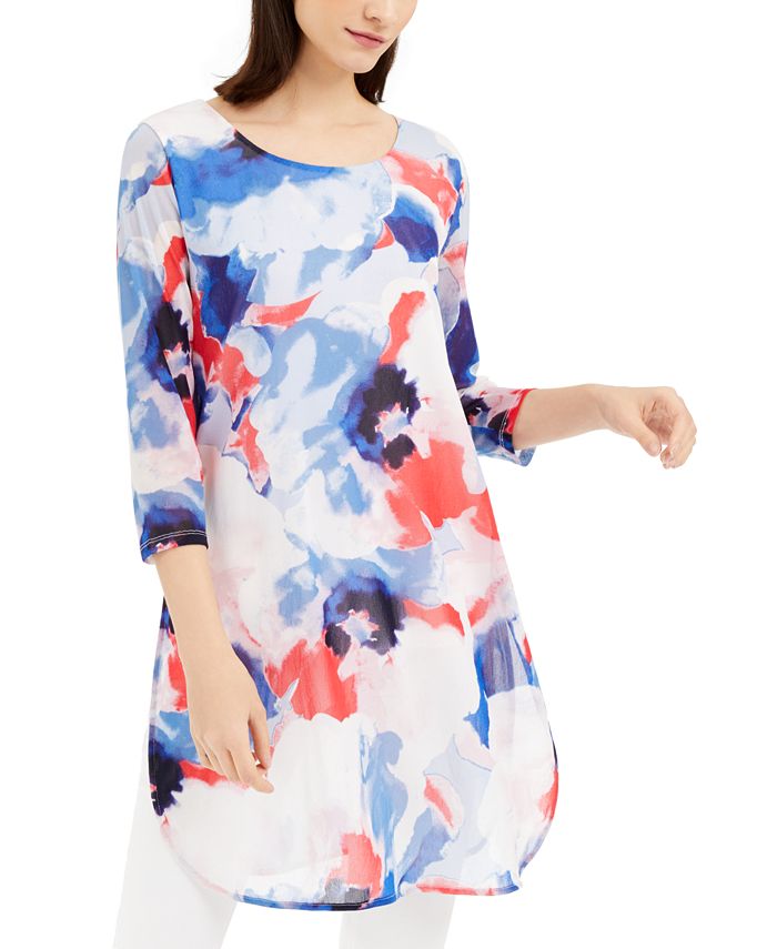 Alfani Petite Printed Super Tunic, Created for Macy's - Macy's