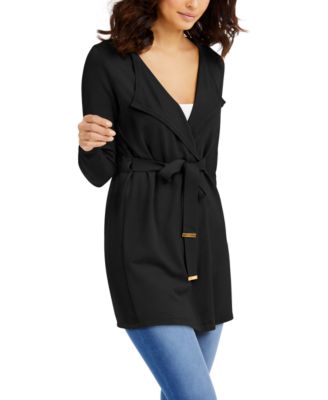 Thalia Sodi Mixed Media Belted Open-Front Cardigan, Created for Macy's ...