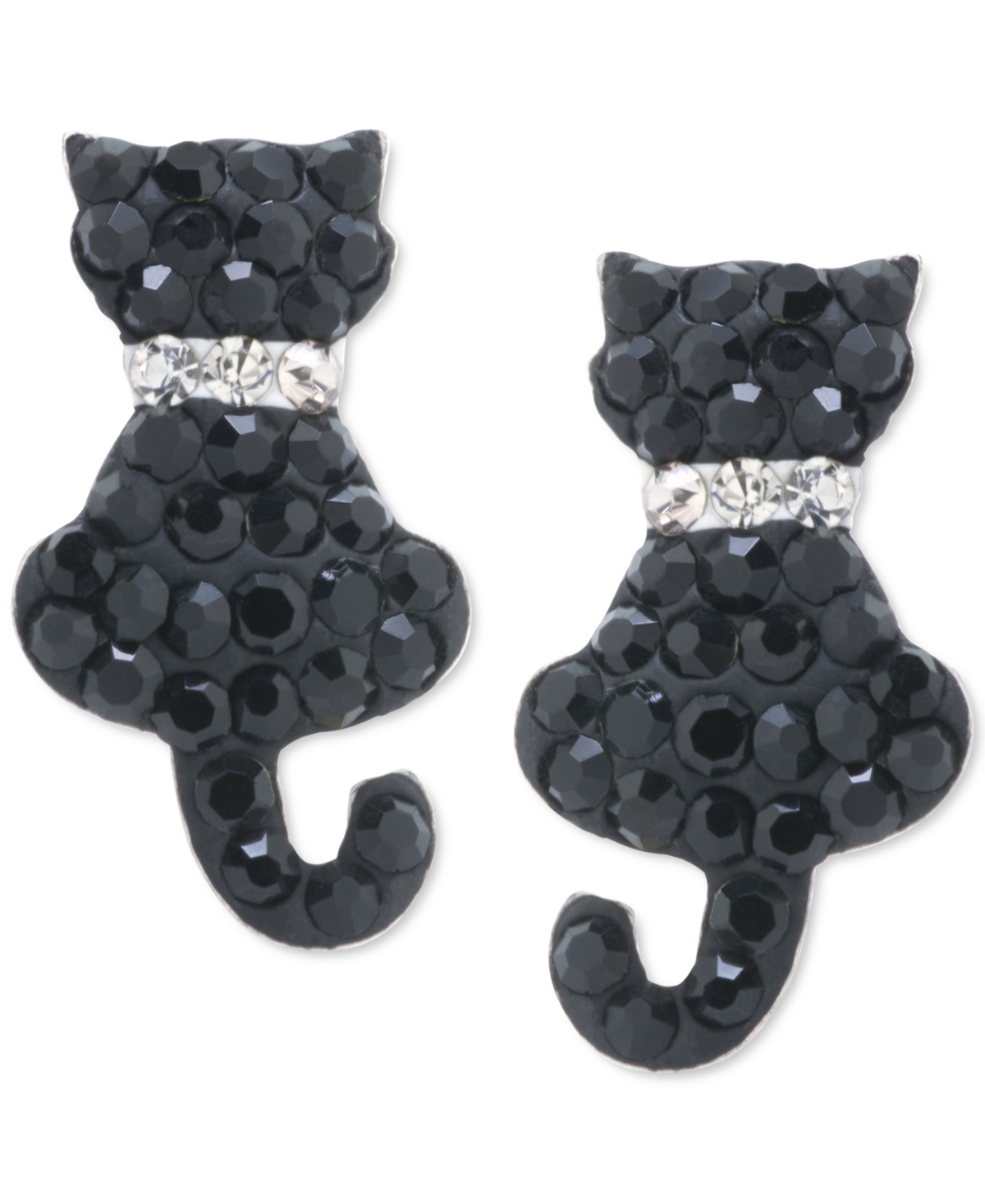 Click here for Crystal Black & White Pave Cat with Collar Stud Ea... prices