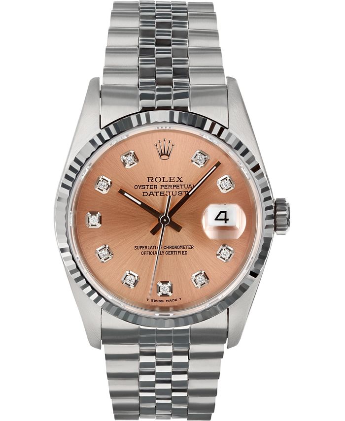 Pre-Owned Rolex Men's Swiss Automatic Datejust Copper Diamond Dial in ...