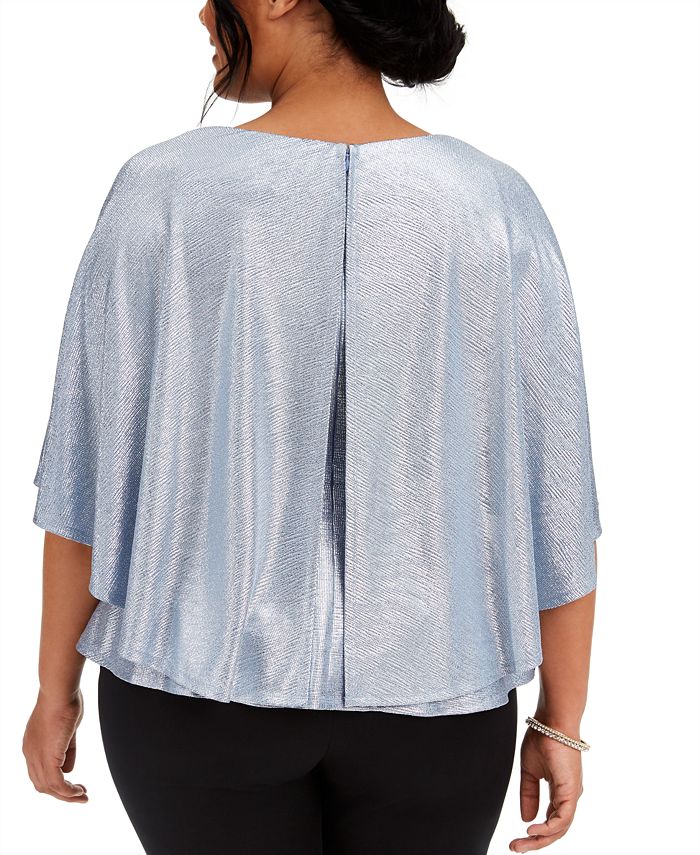 Adrianna Papell Plus Size Metallic Capelet Peplum Top - Macy's