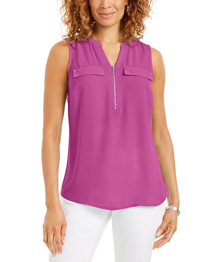 JM Collection Zip-Front Utility Top, Created for Macy's - Macy's