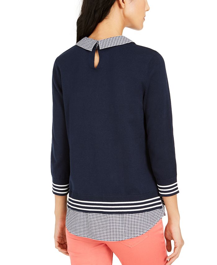Tommy Hilfiger Cotton Layered-Look Sweater - Macy's