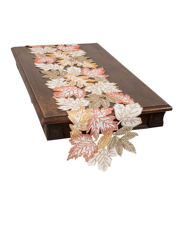 Manor Luxe Autumn Leaves Embroidered Cutwork Table Runner - Macy's