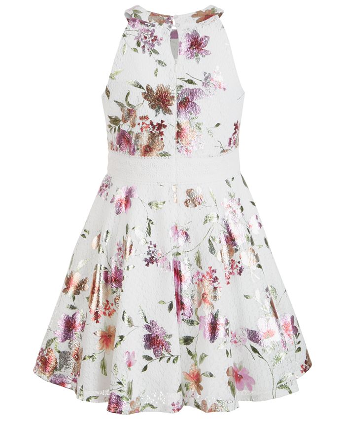 Beautees Big Girls Floral-Print Lace Dress - Macy's