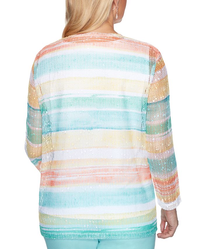 Alfred Dunner Petite Spring Lake Watercolor Biadere Two-For-One Top ...