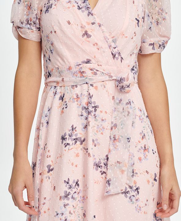 Dkny Floral Puff Sleeve V Neck Midi Dress And Reviews Dresses Women