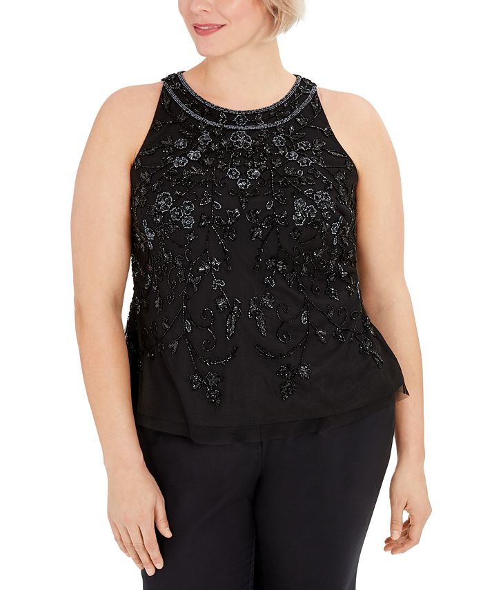 Adrianna Papell Plus Size Embellished Top - Macy's