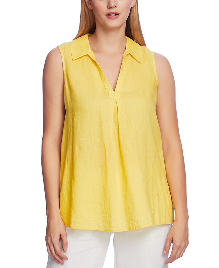 Vince Camuto Linen Split Neck Tunic - Macy's