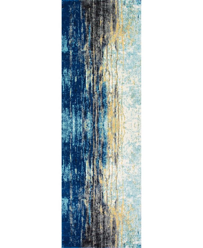 nuLoom Bodrum Vintage-Inspired Abstract Waterfall Blue 6'7" x 9' Area ...