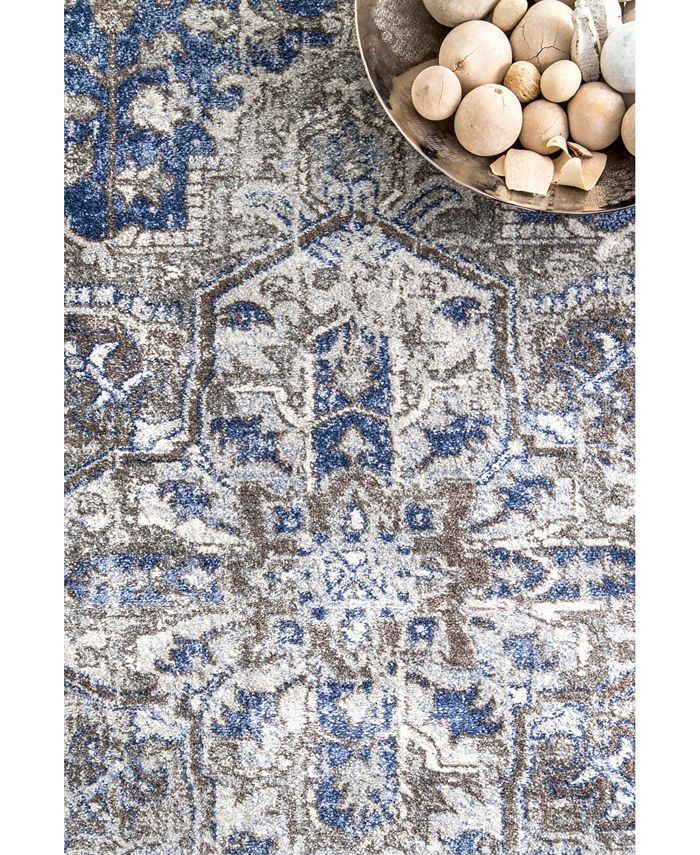 nuLoom Amber Jaclyn Medallion Vintage-Inspired Blue 8' x 10' Area Rug ...
