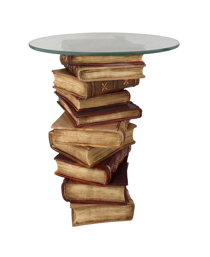 Design Toscano Power of Books Glass-Topped Side Table - Macy's