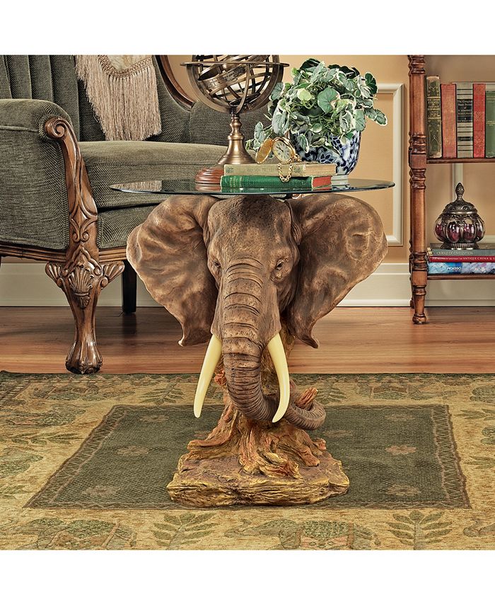 Design Toscano Lord Earl Houghton's Trophy Elephant Glass-Topped Table ...