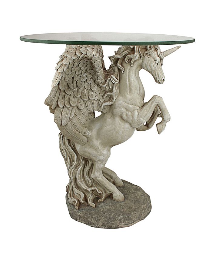 Design Toscano Mystical Winged Unicorn Sculptural Glass-Topped Table ...