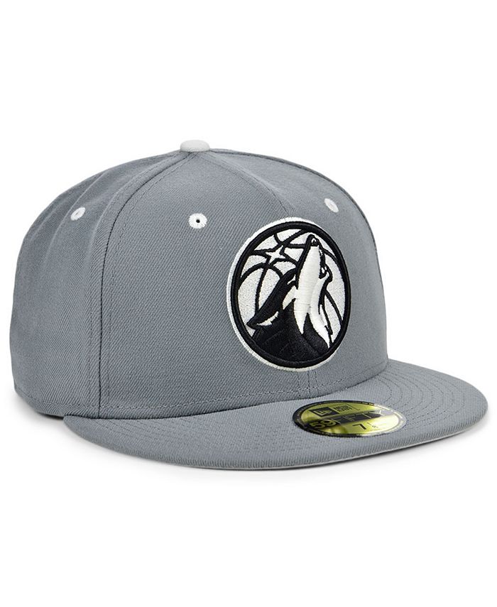New Era Minnesota Timberwolves Storm Black White Logo 59FIFTY Cap - Macy's