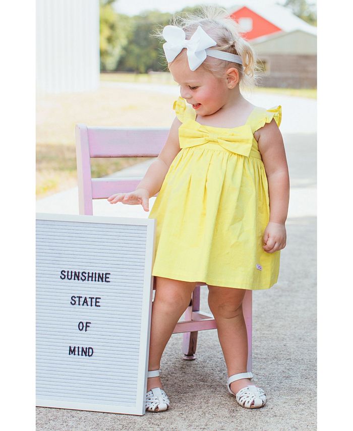 RuffleButts Toddler Girls Flutter Bow Dress and Bow Headband - Macy's