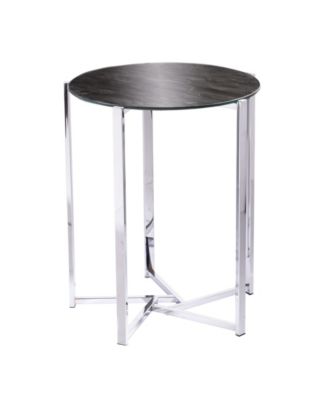 Southern Enterprises Hilo Round End Table with Faux Marble Glass Top ...