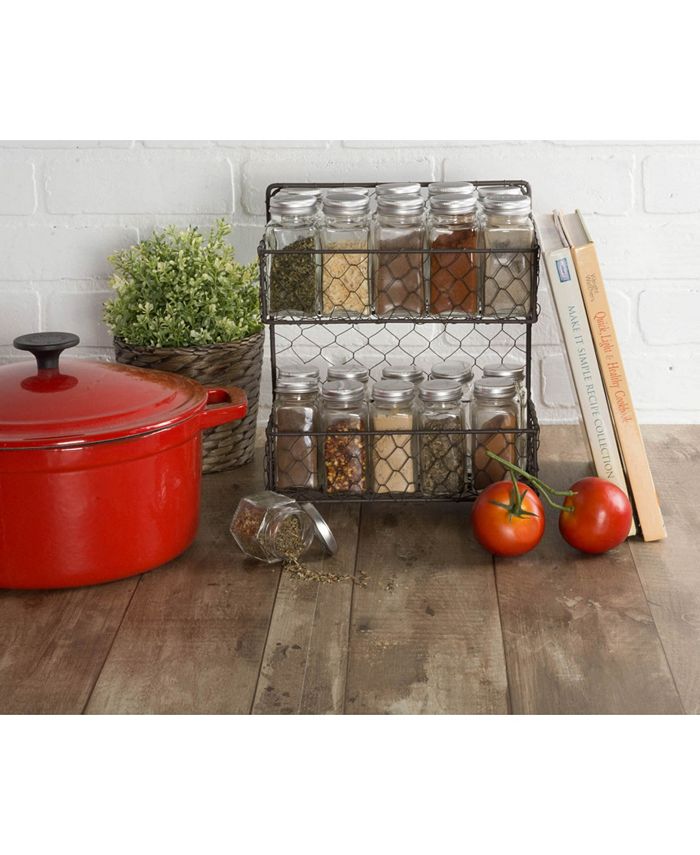 Design Imports Double Wide 2 Row Chicken Wire Spice Rack - Macy's