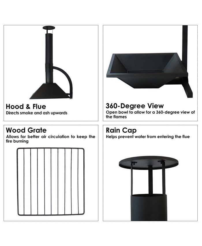 Sunnydaze Decor Steel Outdoor Wood-Burning Modern Backyard Chiminea Fire Pit - Macy's