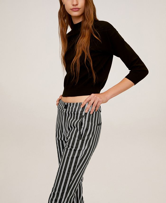 MANGO Striped Slim-Fit Trousers - Macy's