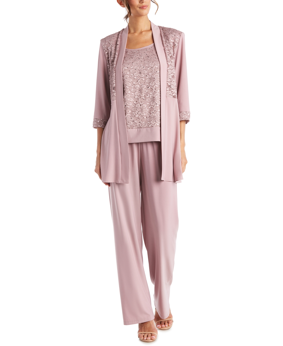 Click here for R & M Richards Sequined Lace 2-Pc. Set - Mauve prices