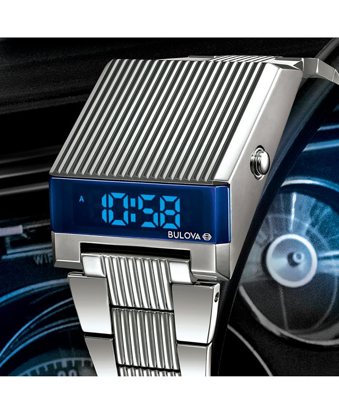 Bulova Men's Digital LED Computron Stainless Steel Bracelet Watch 31 ...
